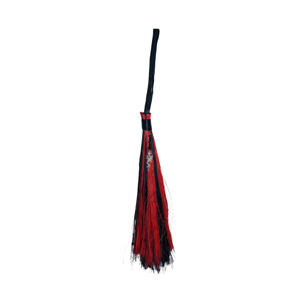 Stylish Dragon Besom Broom - 21 Black & Red Energy Sweeper